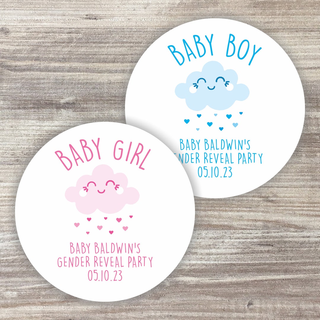 Gender Reveal Stickers // Personalised Baby Shower Favour // Gender ...