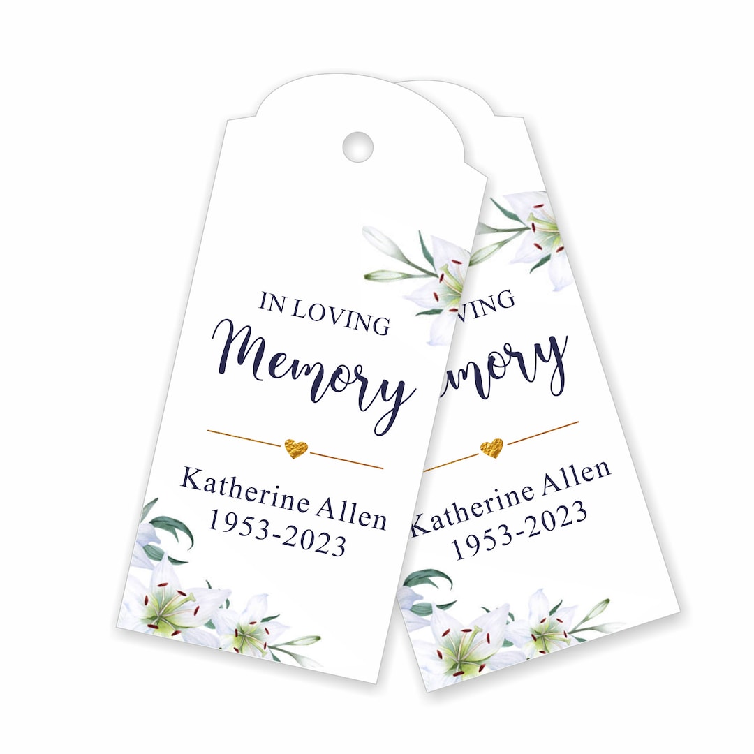 Personalised Funeral Favour Tags | in Loving Memory of Gift Tags ...