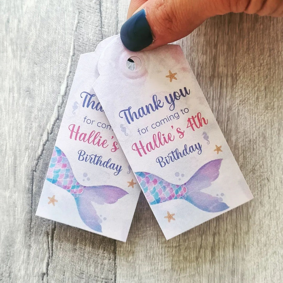 Mermaid Birthday Thank You Tags / Personalised / Mermaids Theme ...