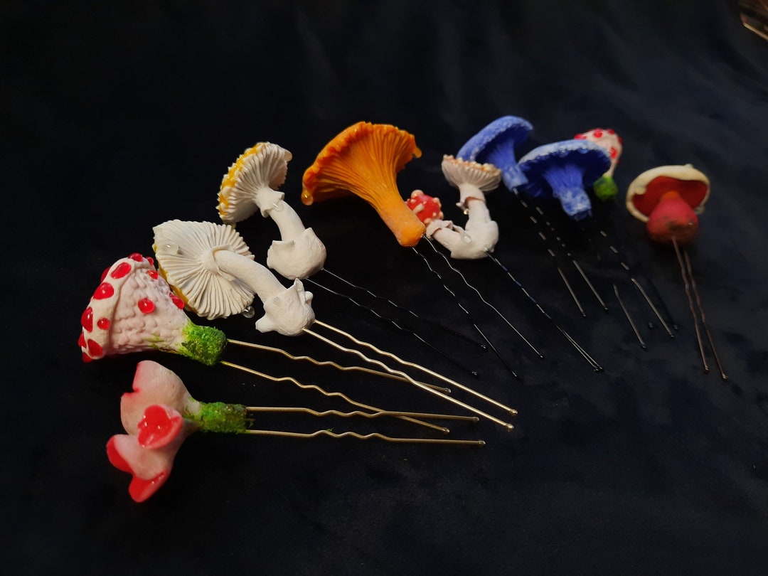 Mushroom Hair Pins - Etsy