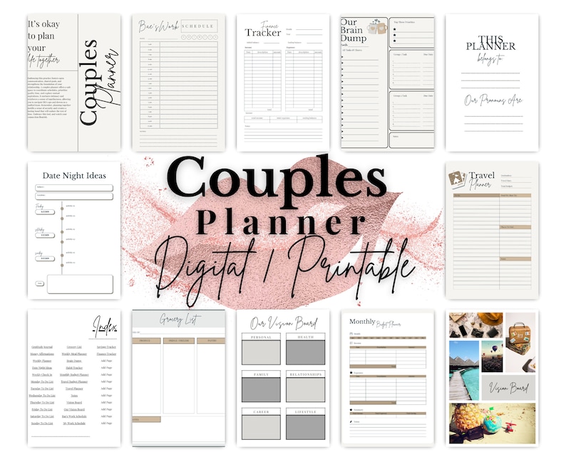 Digital/printable Couples Planner Lovers Journal Relationship Manager ...