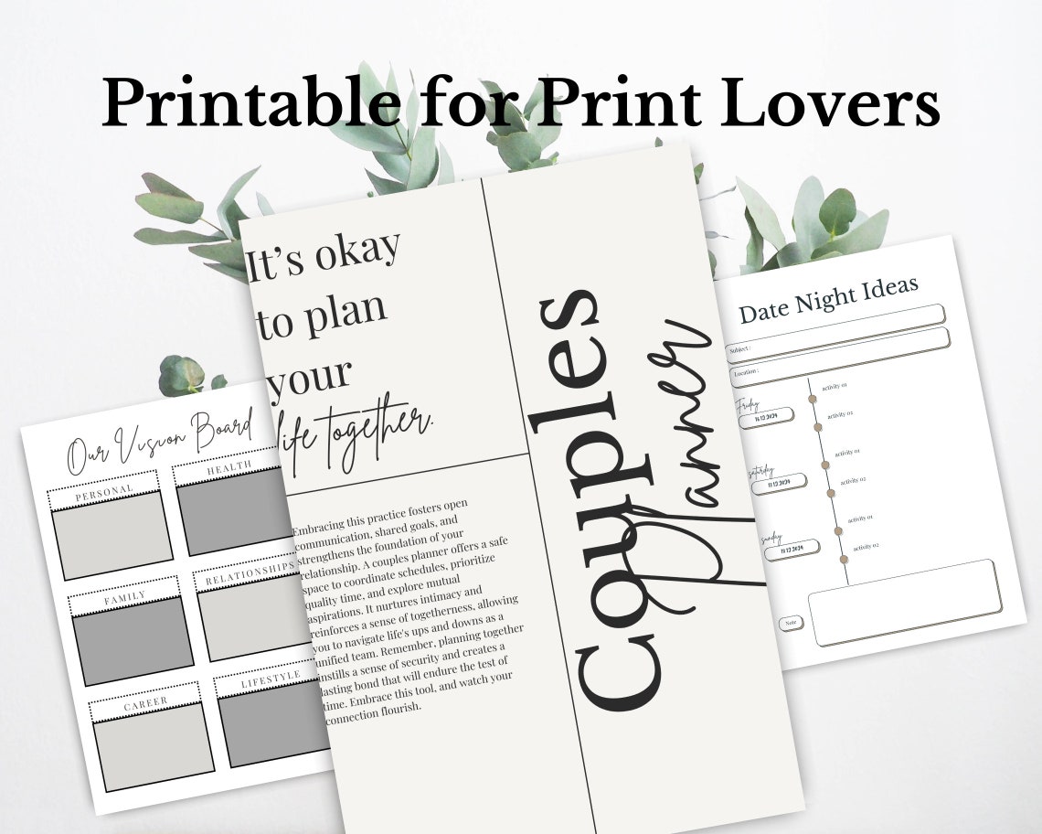 Digital/printable Couples Planner Lovers Journal Relationship Manager ...