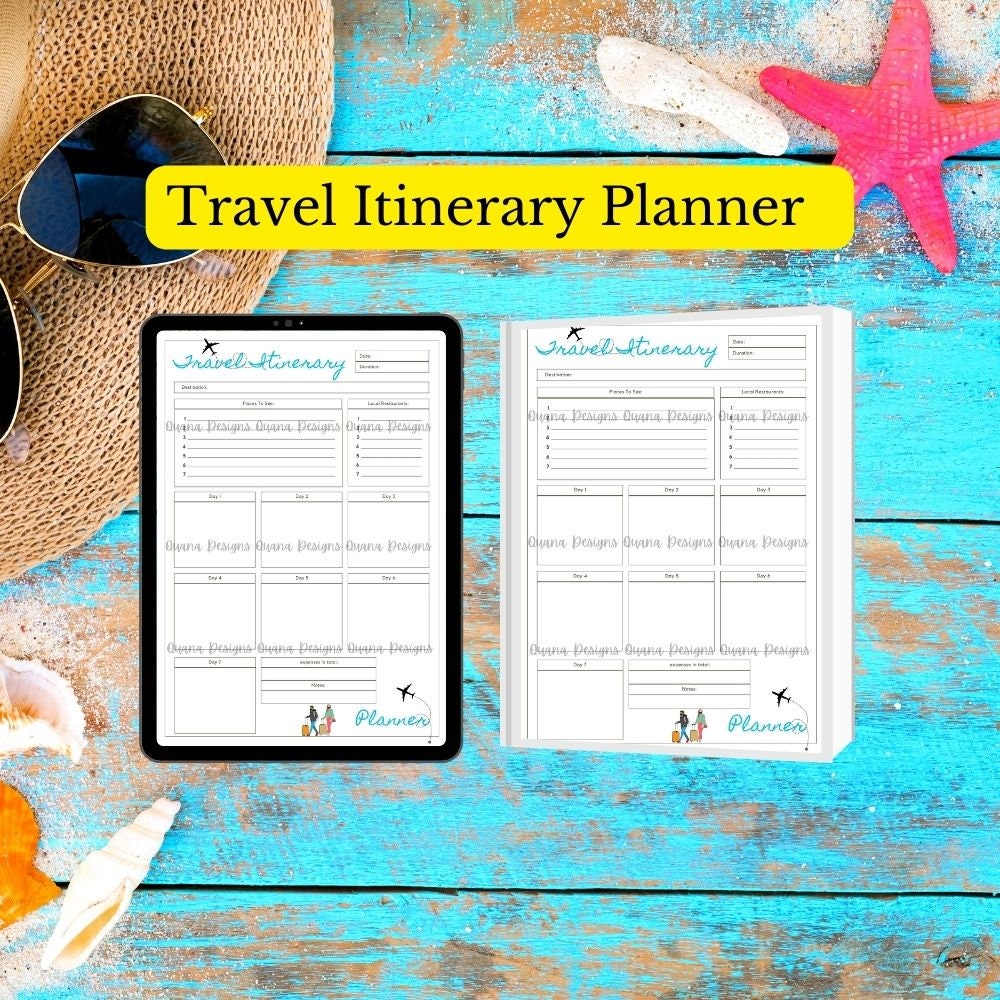 7 Day Travel Itinerary Planner Cruise Itinerary Vacation - Etsy