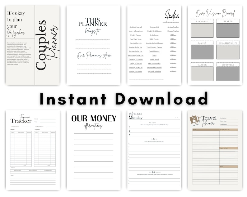 Digital/printable Couples Planner Lovers Journal Relationship Manager ...