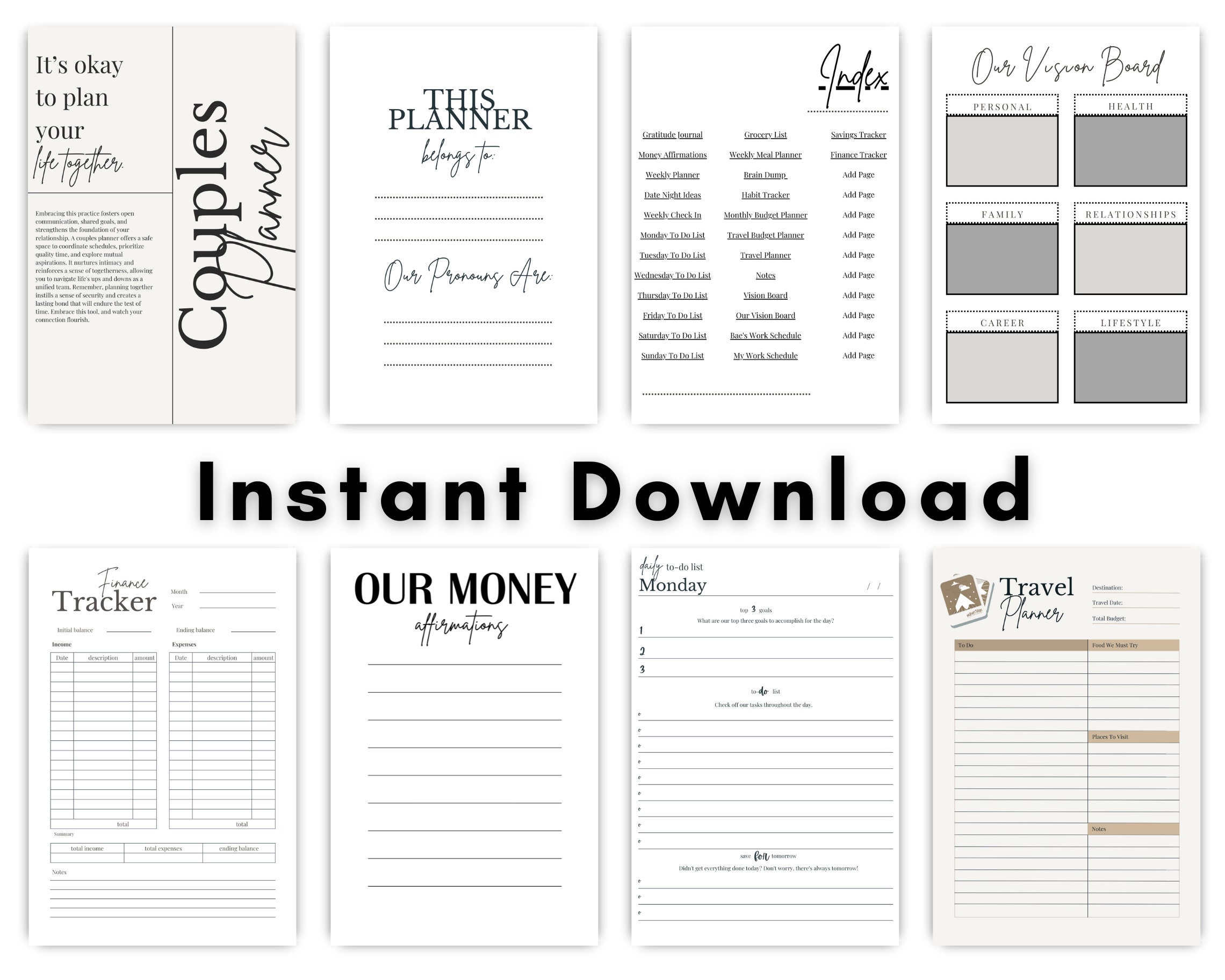 Digital/printable Couples Planner Lovers Journal Relationship Manager ...