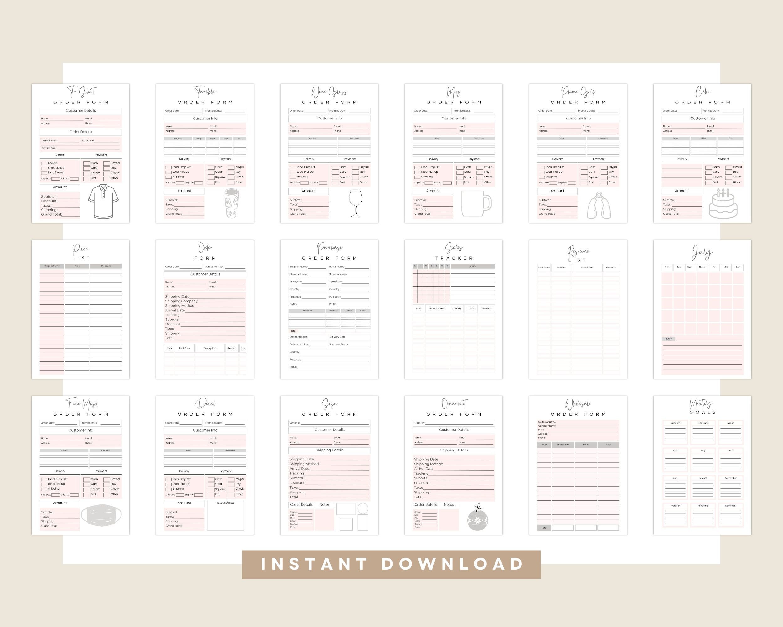 Printable Craft Business Binder, A4 A5 US Letter, Digital Download, 7 ...