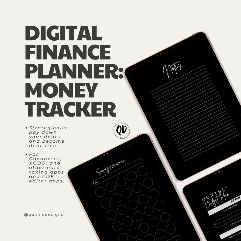Dark Mode Digital Budget Planner Monthly Budget Digital - Etsy