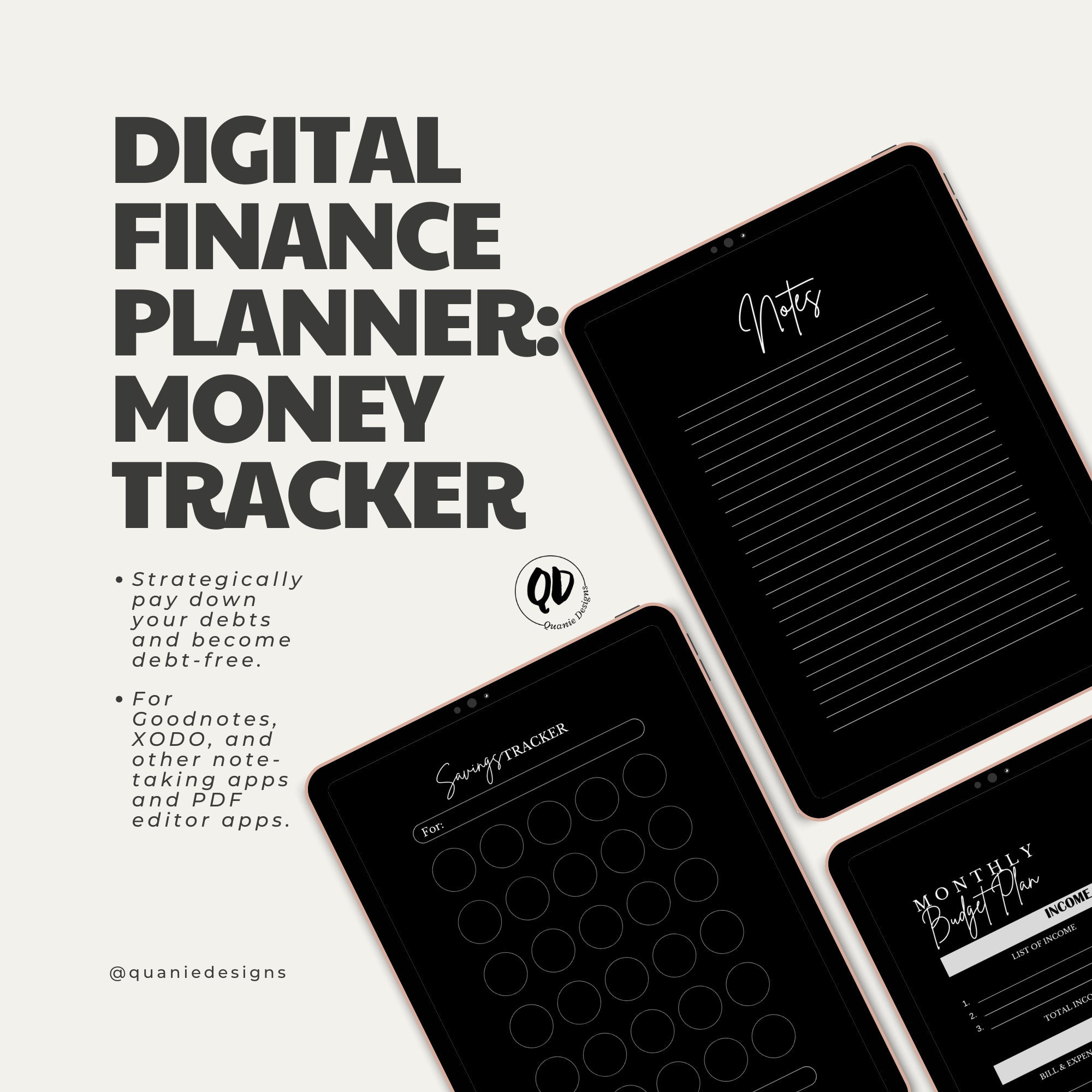 Dark Mode Digital Budget Planner Monthly Budget Digital - Etsy