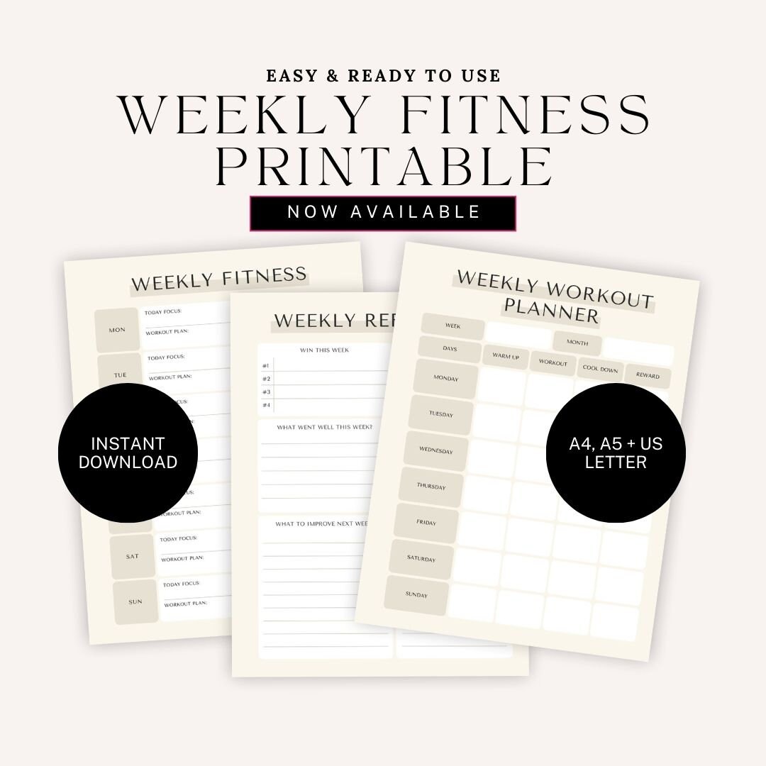 Editable Weekly Fitness Planner Printable A4 A5 and US Letter, Digital ...