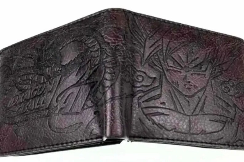 Dragonball Z Goku Wallet PVC Leather Brown Stylish Mens Gift Idea Anime ...