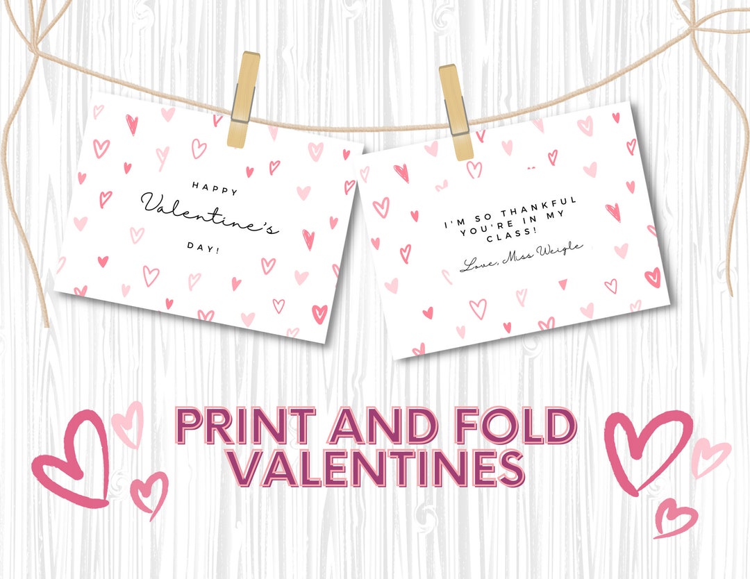 Customizable Print-and-fold Valentines Valentine Cards School ...
