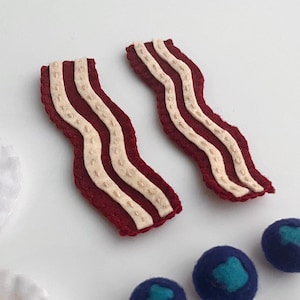 Felt Bacon, Felt Play Food, Felt Breakfast, Cute Felt Bacon, Pretend ...