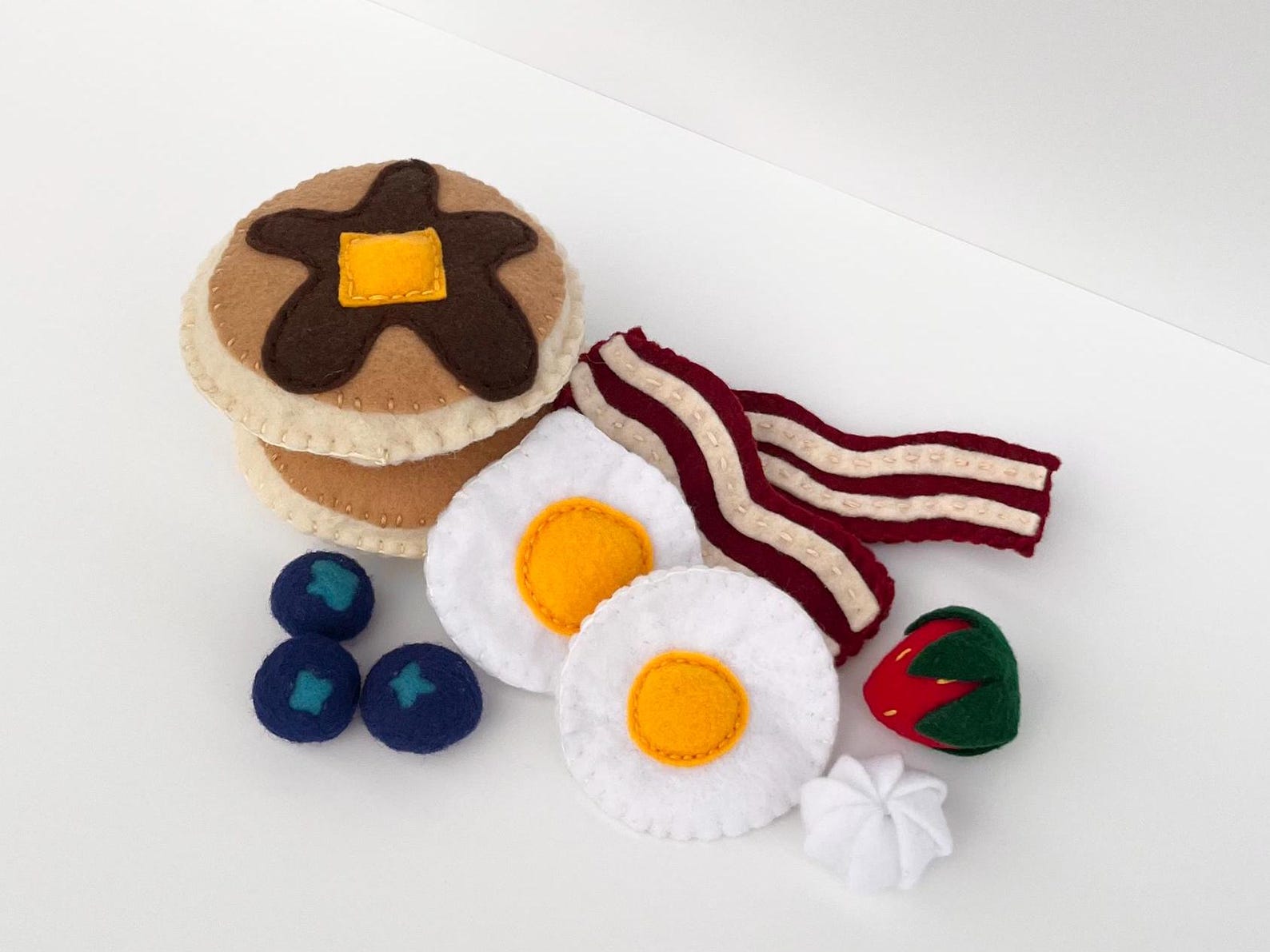 Felt Bacon, Felt Play Food, Felt Breakfast, Cute Felt Bacon, Pretend ...