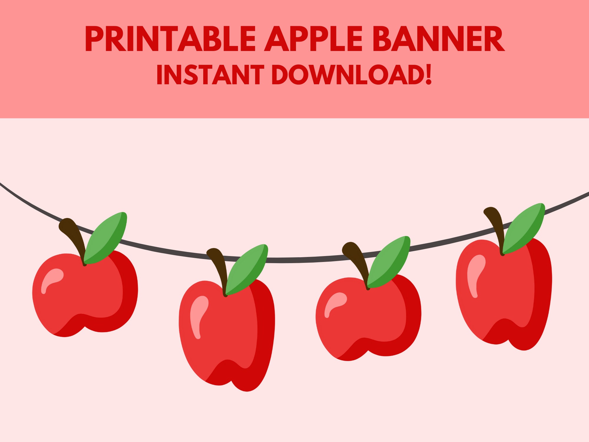 Printable Apple Banner, DIY Apple Garland, Instant Download, Apple Gift ...