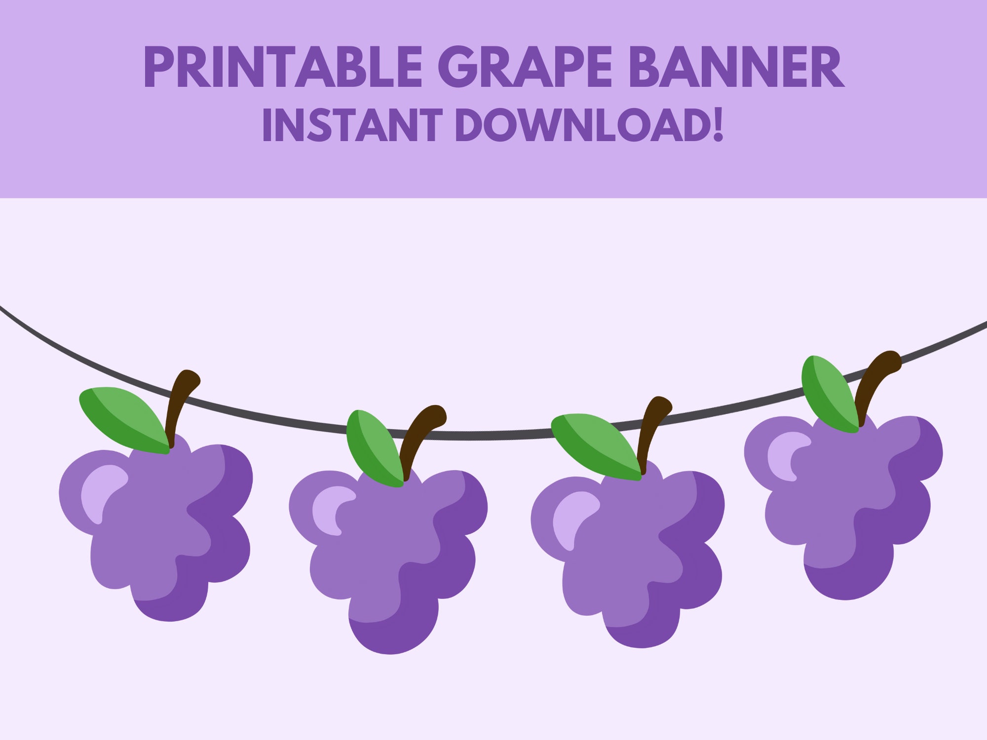 Printable Grape Banner, DIY Grape Garland, Instant Download, Grape Gift ...