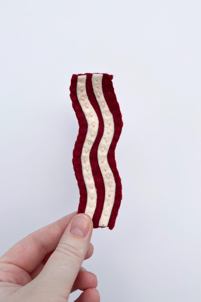 Felt Bacon, Felt Play Food, Felt Breakfast, Cute Felt Bacon, Pretend ...