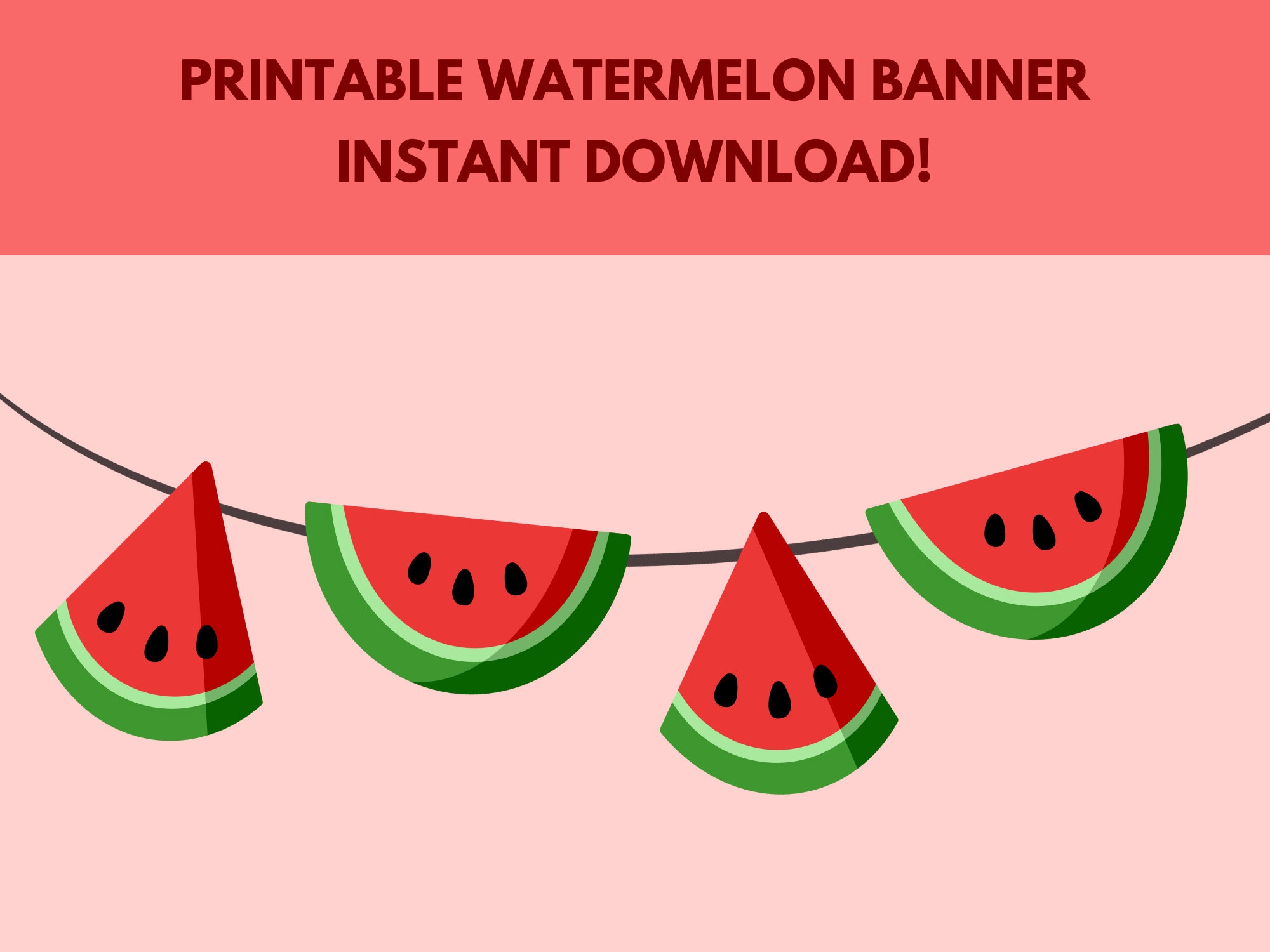 Printable Watermelon Banner, DIY Watermelon Garland, Instant Download ...