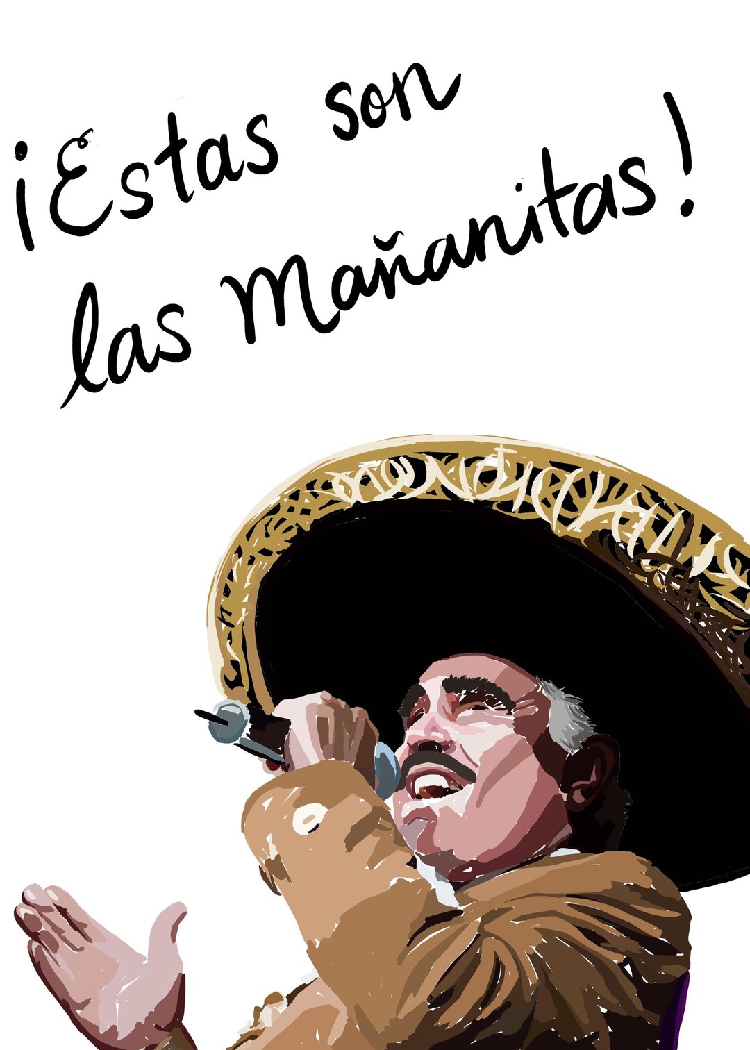 Vicente Fernandez Birthday Card: Estas Son Las Mañanitas Art (blank ...