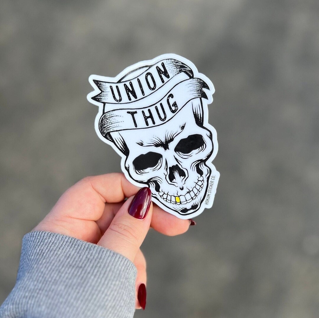 Union Thug Skull Hard Hat Sticker Lineman Blue Collar Trade - Etsy