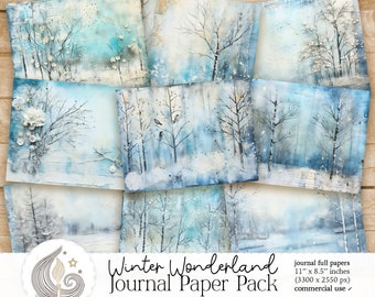 Winter Wonderland Junk Journal Papers: Blue Seasonal Backgrounds With ...