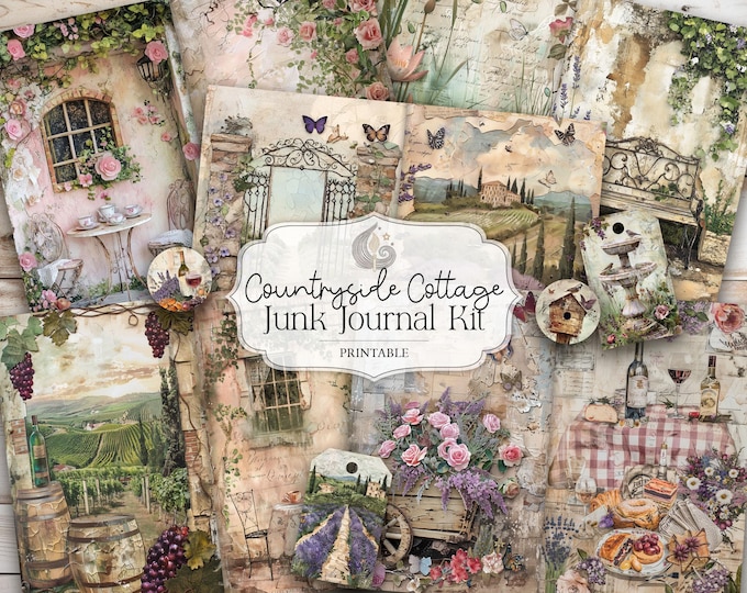 Countryside Cottage Junk Journal Kit: Rustic Floral Vintage Printable ...