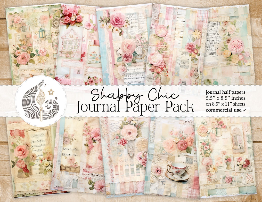 Shabby Chic Junk Journal Pages | Vintage Shabby Floral Country ...