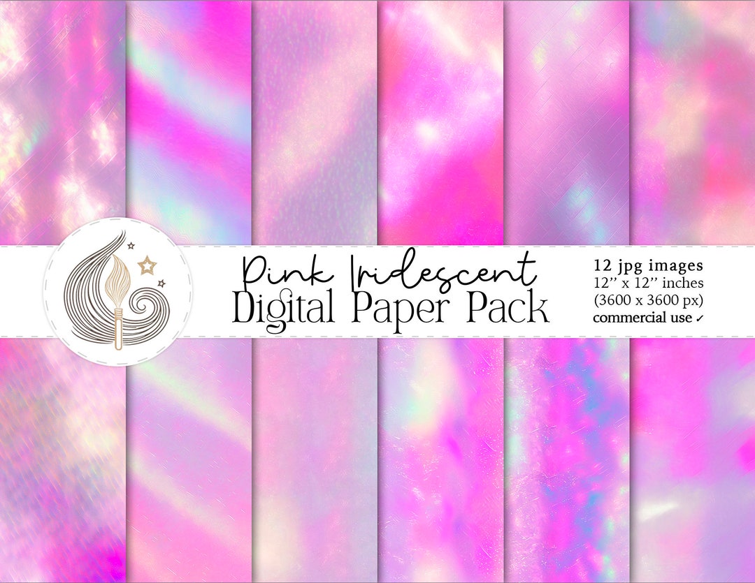 Pink Iridescent Digital Papers | Shiny Pink Backgrounds | Commercial ...