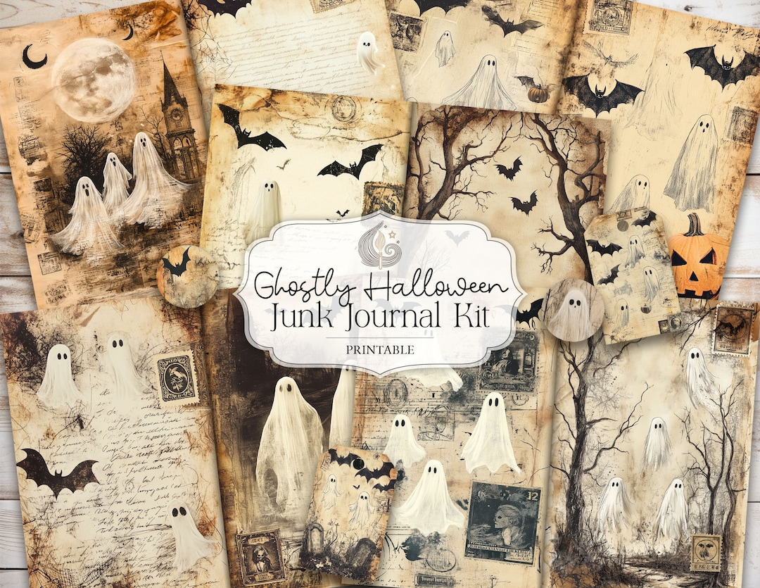 Ghostly Halloween Junk Journal Kit: Spooky Vintage Printable Pages ...