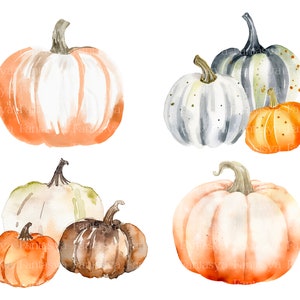 Watercolor Pumpkin Clipart Pack Fall Decor Autumn Digital Paper Instant ...