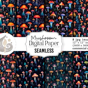 Seamless Mushroom Pattern Mushroom Digital Paper Commercial Use ...