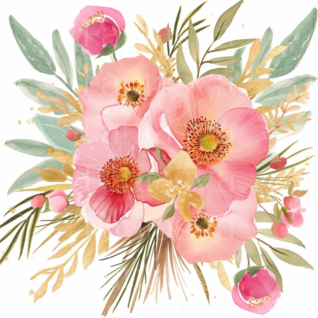Floral Watercolor Clipart Pack | Commercial Use | 10 Flower Bouquet ...