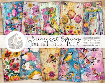 Whimsical Spring Junk Journal Pages: Colorful Cottagecore Printable ...