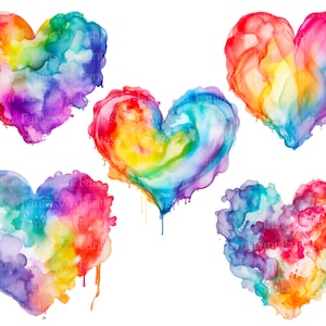 Rainbow Heart Clipart | Watercolor Splashes | Paint Splash Clipart ...
