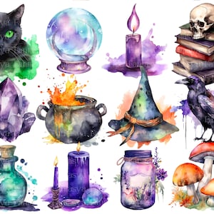 Witchy Clipart Pack | Watercolor Clipart | Digital Download ...