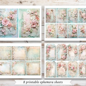 Shabby Chic Junk Journal Kit | Journal Pages, Papers, Ephemera, Tags ...