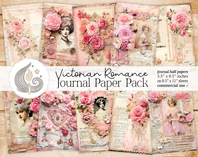 Victorian Romance Junk Journal Pages: Soft Pink Vintage Papers With ...