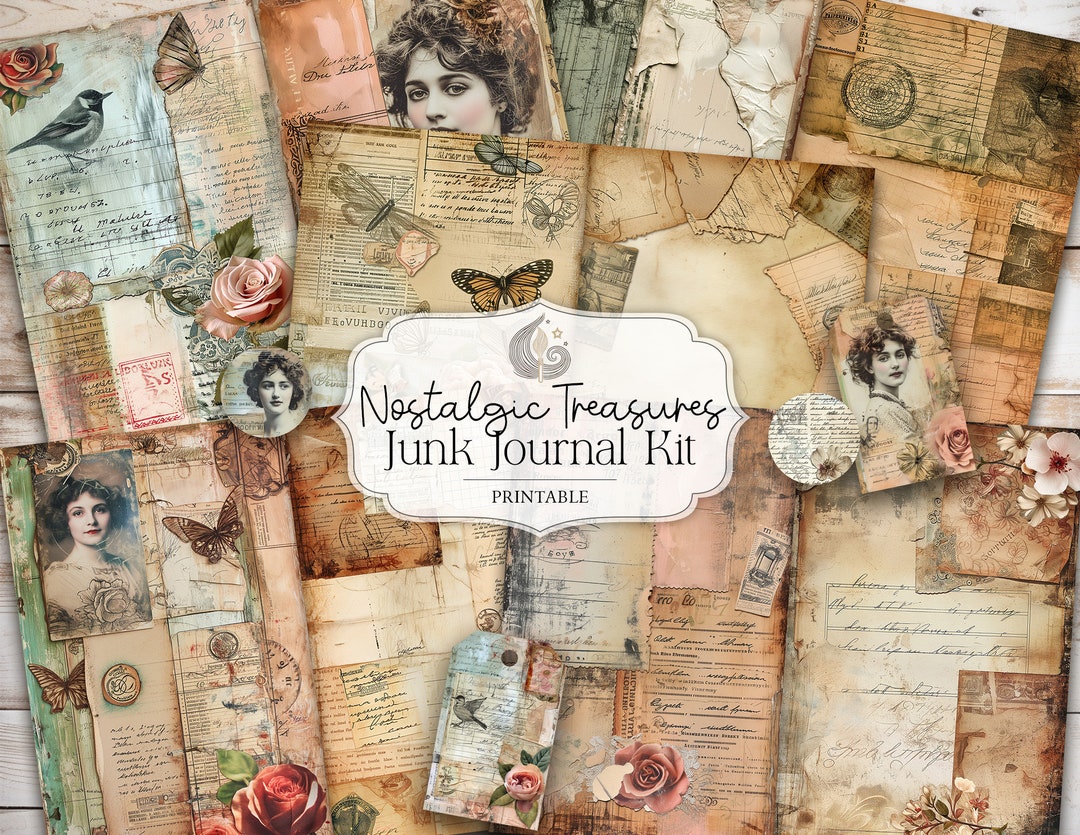 Junk Journal Kit | Nostalgic Treasures | Vintage Ephemera Pack ...