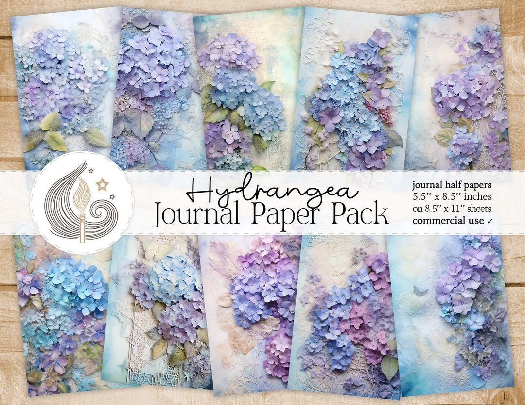 Hydrangea Junk Journal Kit | Flower Journal Printable | Junk Journal Supplies | Scrapbook Paper ...