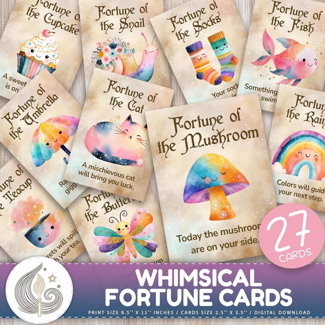 Whimsical Fortune Cards: Printable Magical Fantasy Oracle Card Deck in ...