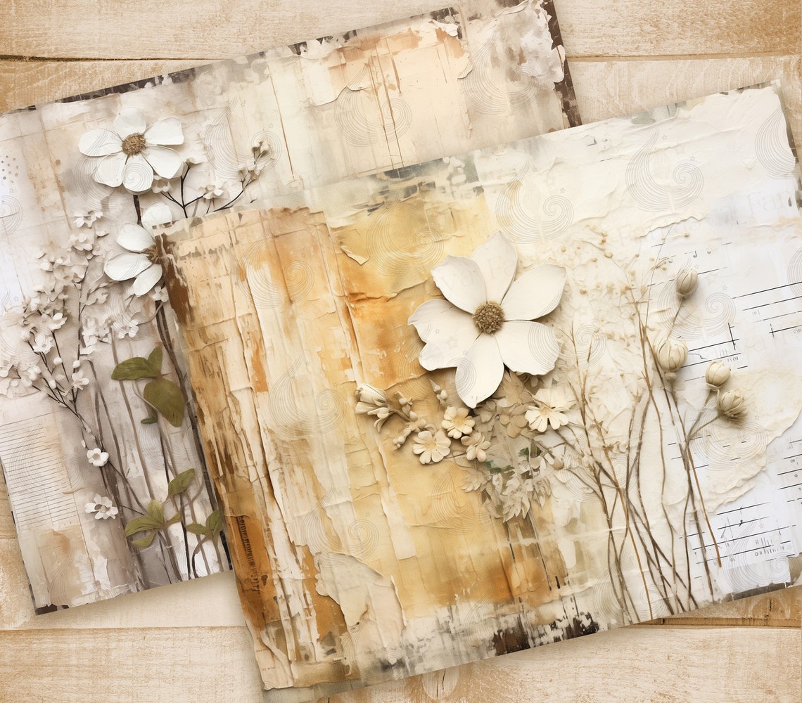 Rustic Junk Journal Papers: Neutral Nature Backgrounds With Wood ...