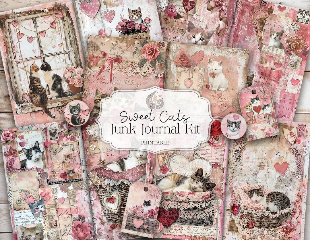 Junk Journal Kit | Sweet Cats | Printable Cats Journal Pages | Ephemera ...