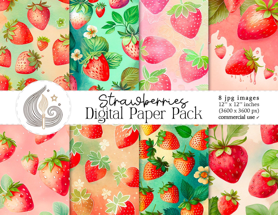 Strawberry Digital Papers | Card Making | Digital Paper Craft ...