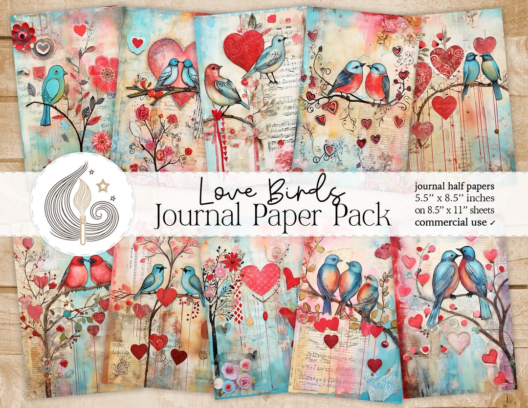 Love Birds Junk Journal | Printable Pages | Digital Scrapbooking ...