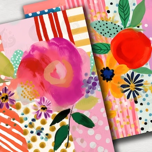 Abstract Collage Digital Paper Pack: Colorful Mixed Media Backgrounds ...