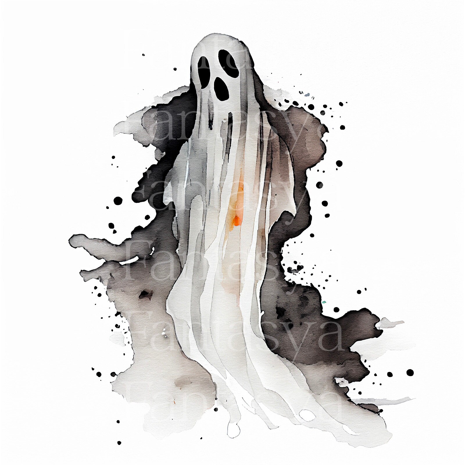 Watercolor Ghost Clipart | Halloween Collage Images (jpgs, Commercial ...
