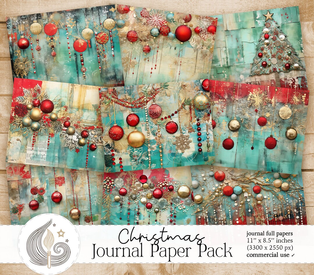 Christmas Papers | Commercial Use | Junk Journal Supplies | Vintage ...