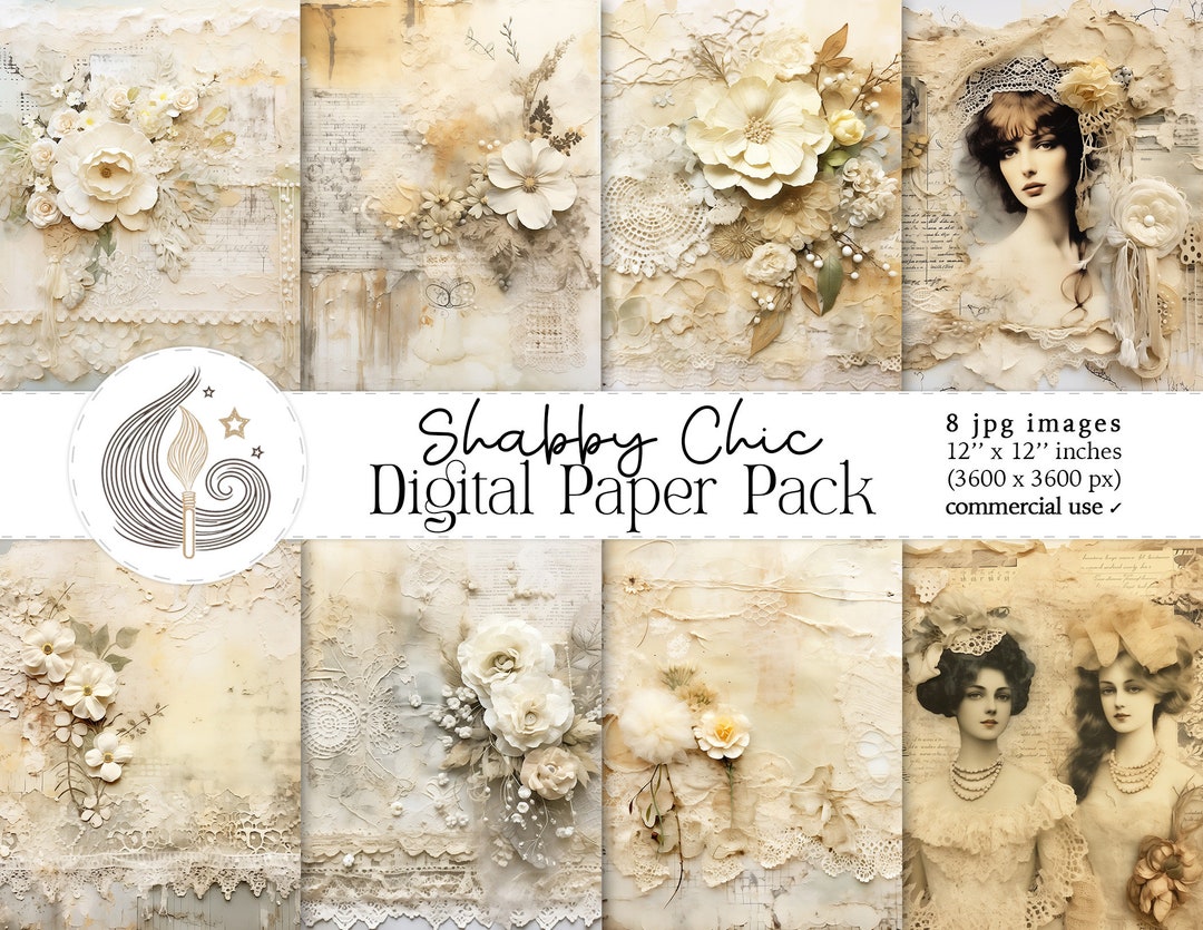 Printable Vintage Paper | Retro Shabby Digital Paper Pack | Antique ...