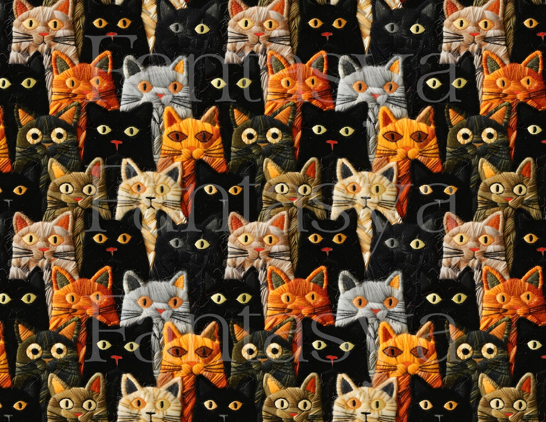 Seamless Cat Fabric Pattern | Commercial Use | 3d Seamless Cat Digital ...