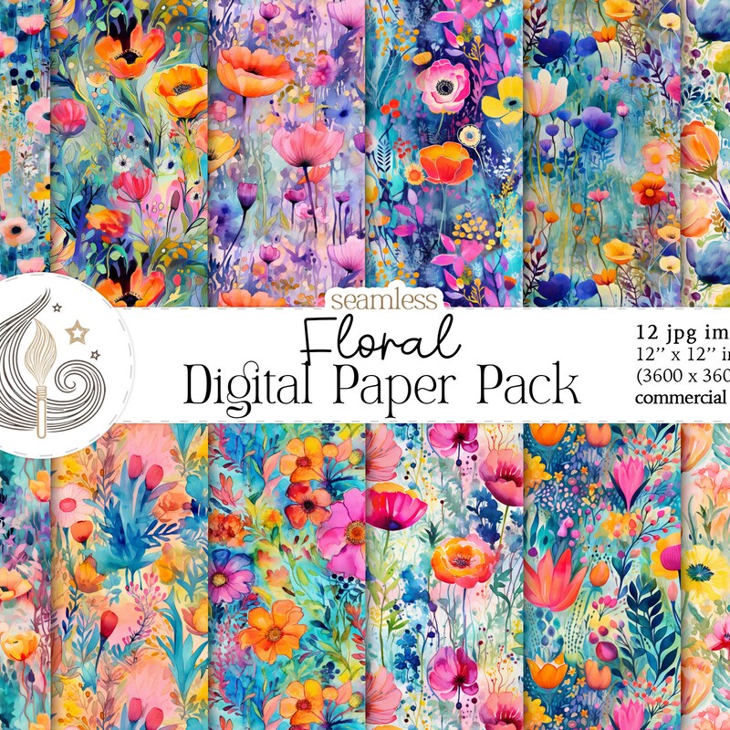 Floral Digital Paper - Etsy