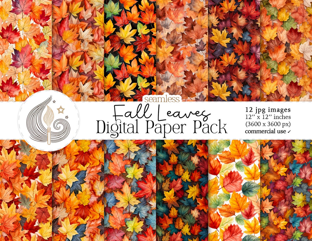 Fall Leaves Seamless Patterns Printable Foliage Digital Paper Instant ...